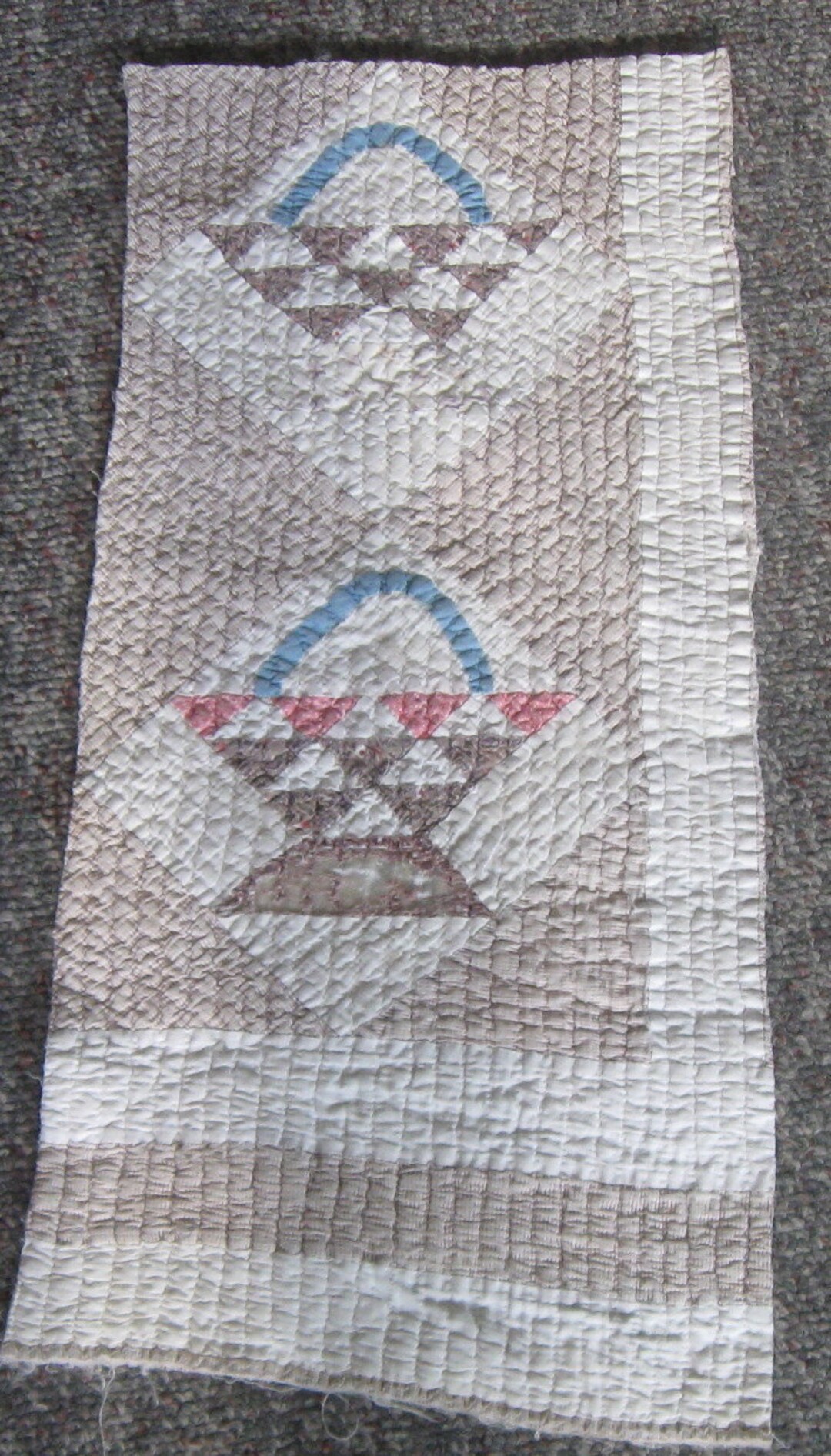 Basket Patchwork Quilt Vintage Antique Quilt Piece Repurpose Primitive ...