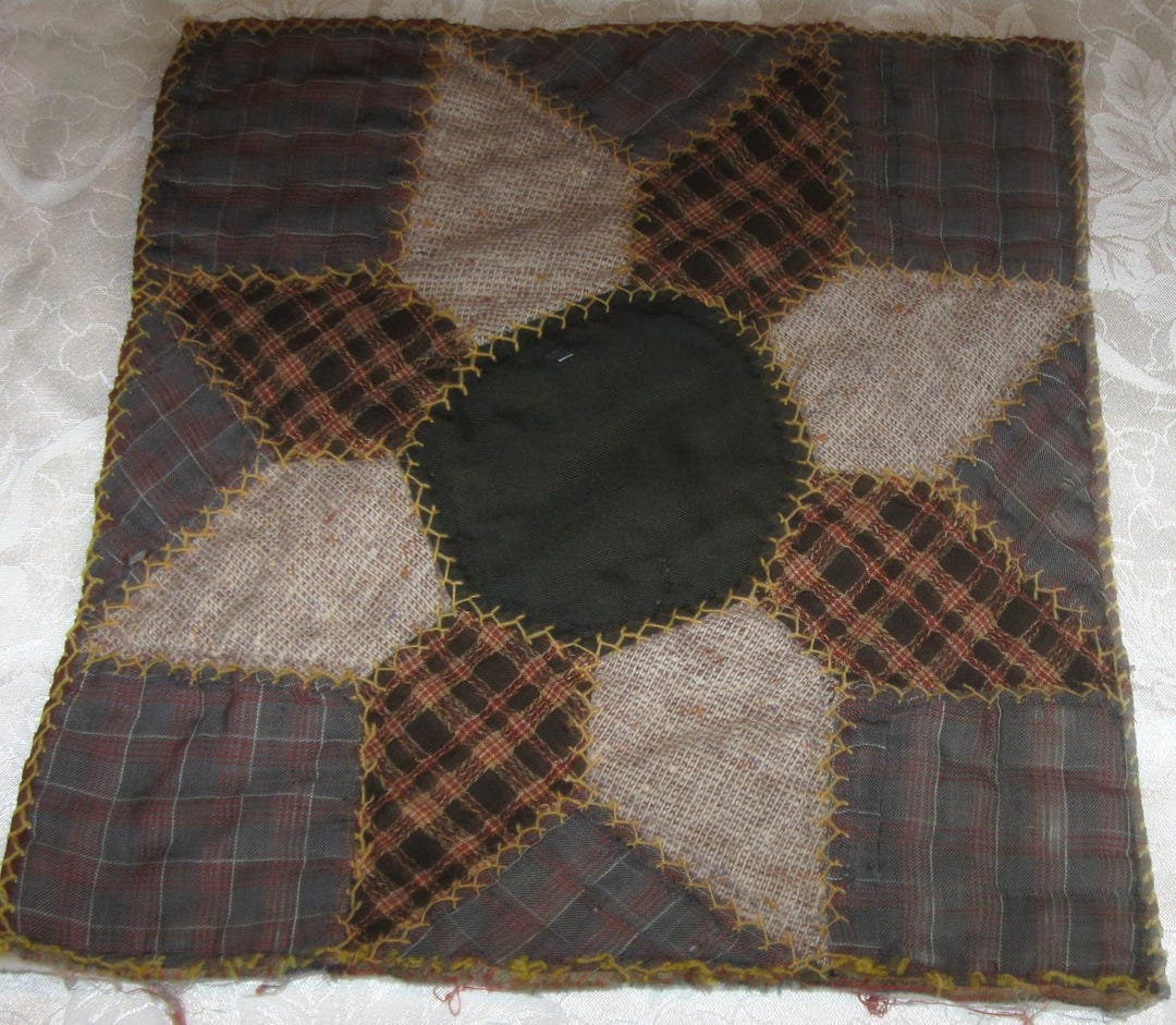 Vintage Quilt Piece Repurpose Primitive Patchwork Red Calico Cutter ...