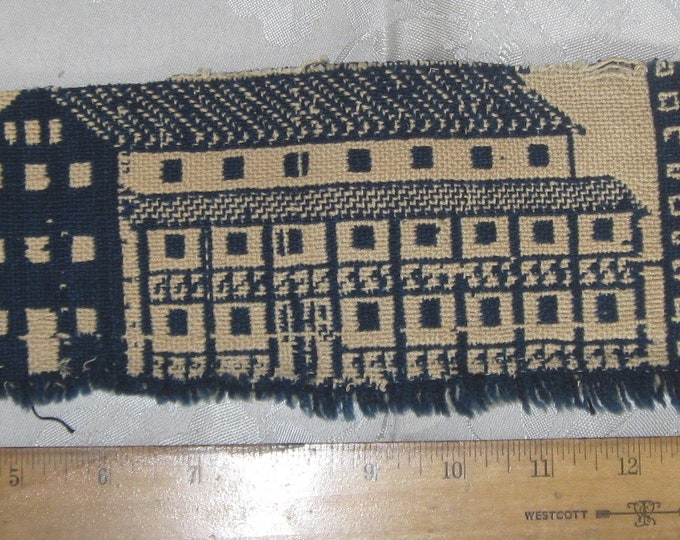 Antique Houses Buildings Coverlet Piece Woven Primitive Blanket Quilt ...