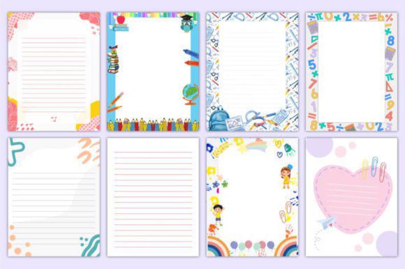 Kids Notebook Paper Bundle | 50 Editable Canva Templates | 8.5x11 Inch ...