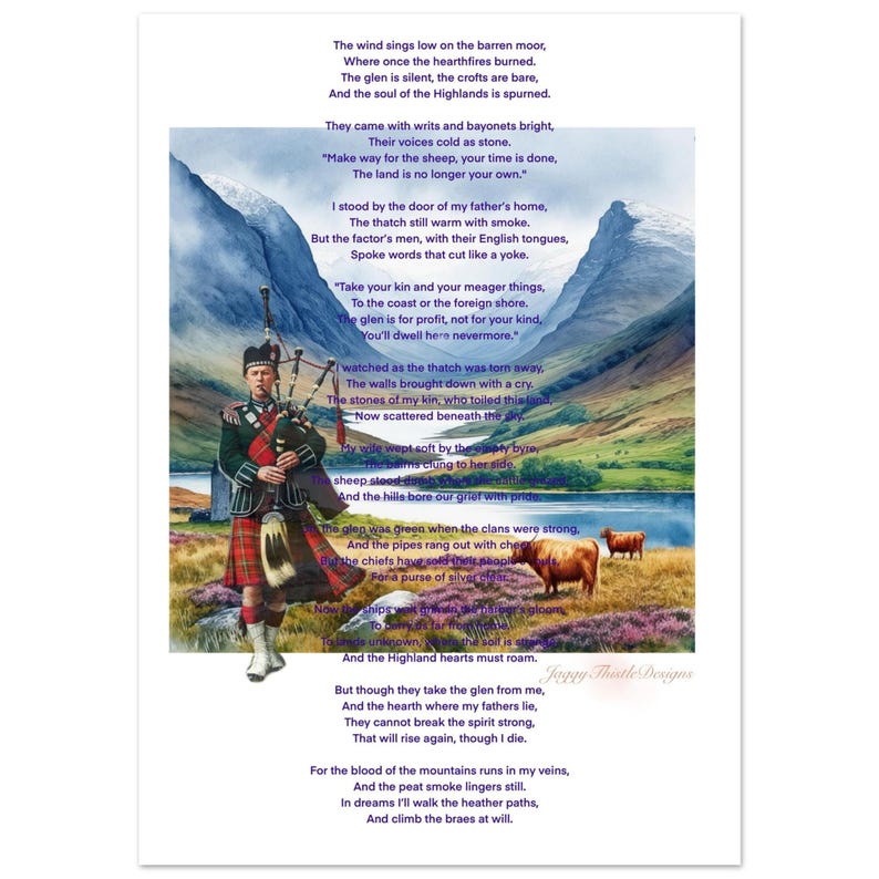 Highland Clearances Poem on Classic Matte Paper Poster Print - Etsy