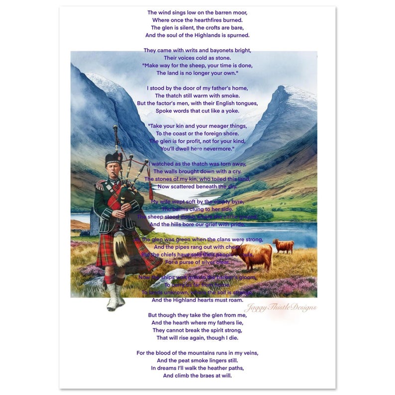 Highland Clearances Poem on Classic Matte Paper Poster Print - Etsy