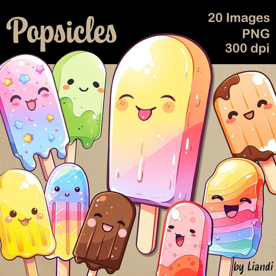 Kawaii Popsicles Clipart - 20 Cute and Colorful Ice Lolly Graphics for ...