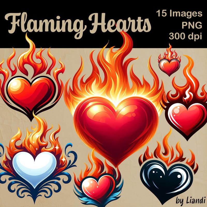 Flaming Heart - Etsy