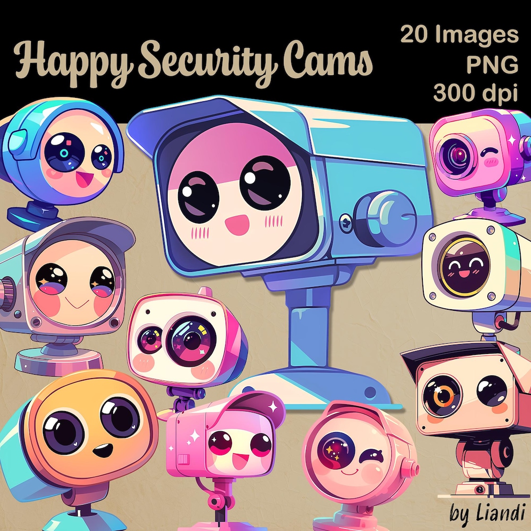 Kawaii Security Cams Clipart - 20 Cute and Colorful Surveillance Camera ...