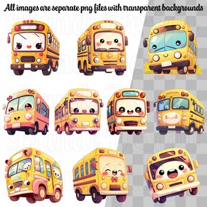 Kawaii School Buses Clipart - 20 Cute and Happy School Bus Graphics for ...