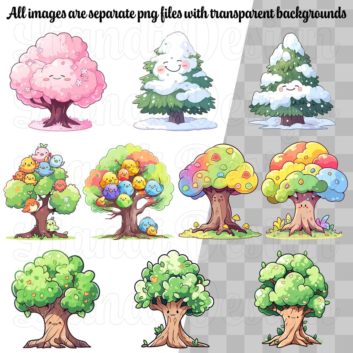 Kawaii Trees Clipart - 20 Cute and Colorful Tree and Bonsai Graphics ...