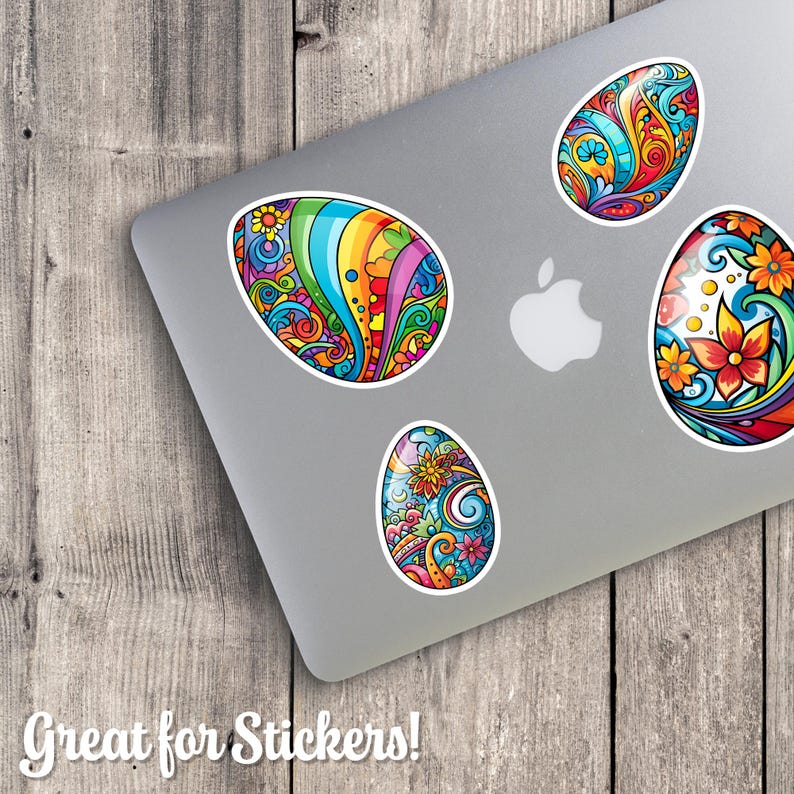 Colorful Easter Eggs Clipart - 15 Trippy Easter Egg Graphics for DIY ...