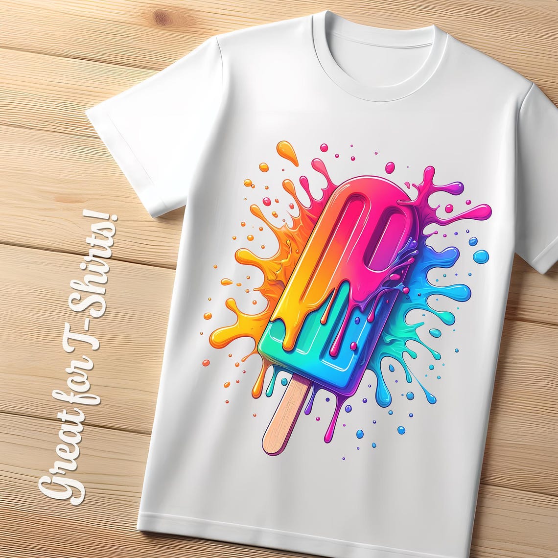 Rainbow Splash Popsicles Clipart - 10 Colorful Popsicle Paint Splashes ...