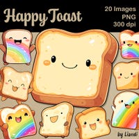 Kawaii Breakfast Clipart, Kawaii Food Clip Art Designs, Toast Clipart ...