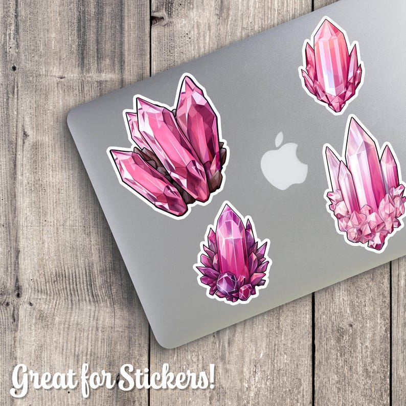 Pink Crystals Clipart - 15 Rose Quartz Crystal Graphics for DIY ...
