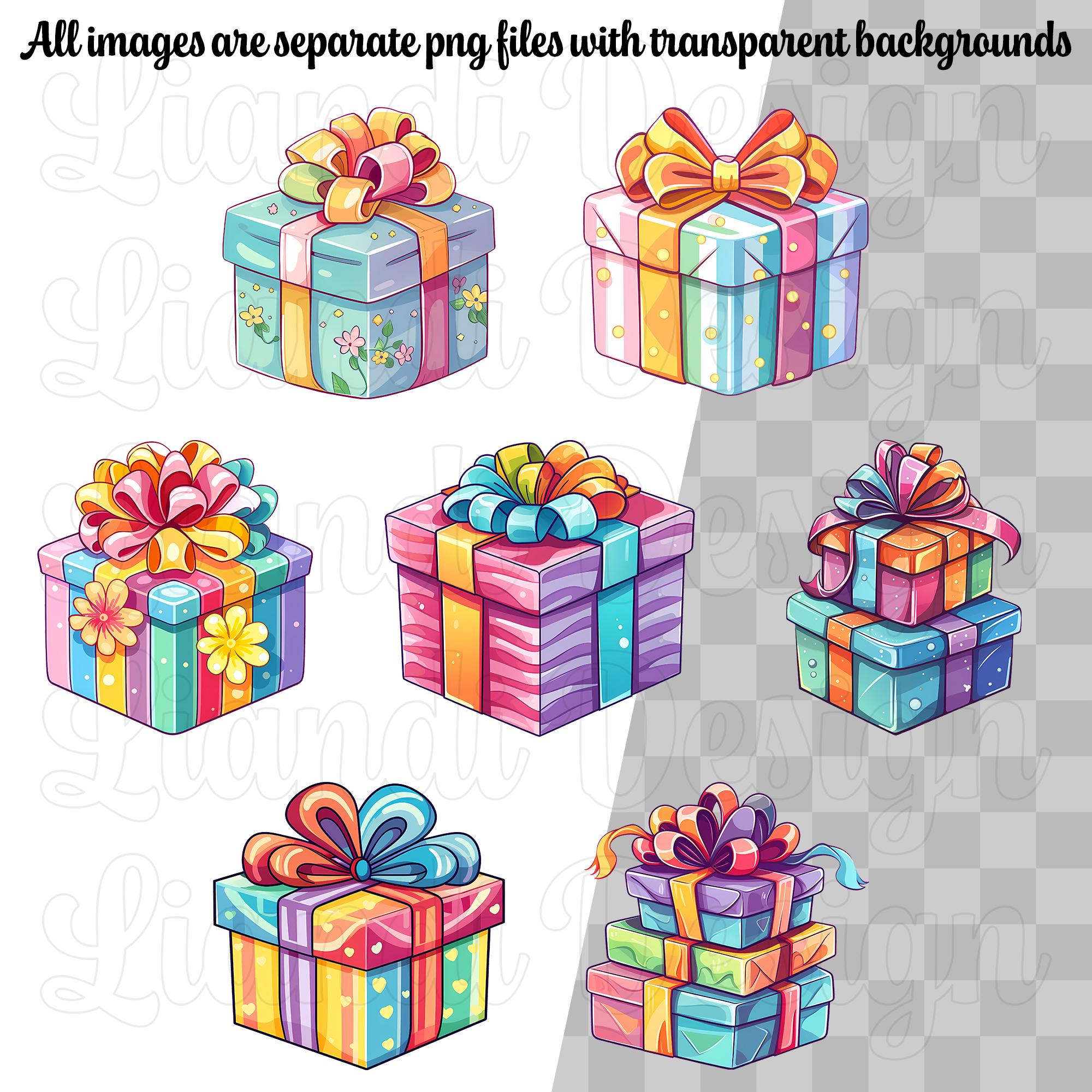 Colorful Gift Boxes Clipart - 15 Rainbow Colored Present Box Graphics ...