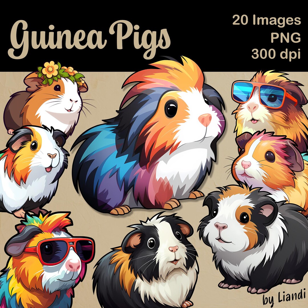 Kawaii Guinea Pigs Clipart - 20 Cute and Colorful Guinea Pig Graphics ...