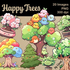 Kawaii Trees Clipart - 20 Cute and Colorful Tree and Bonsai Graphics ...