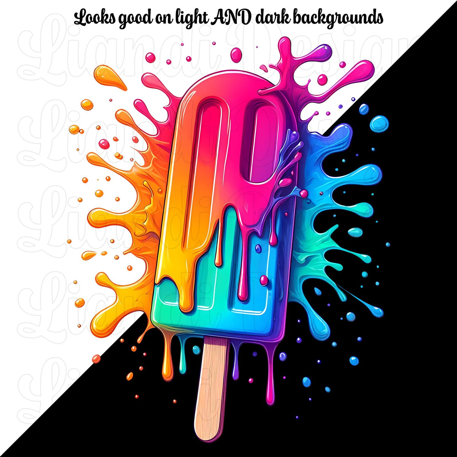Rainbow Splash Popsicles Clipart - 10 Colorful Popsicle Paint Splashes ...