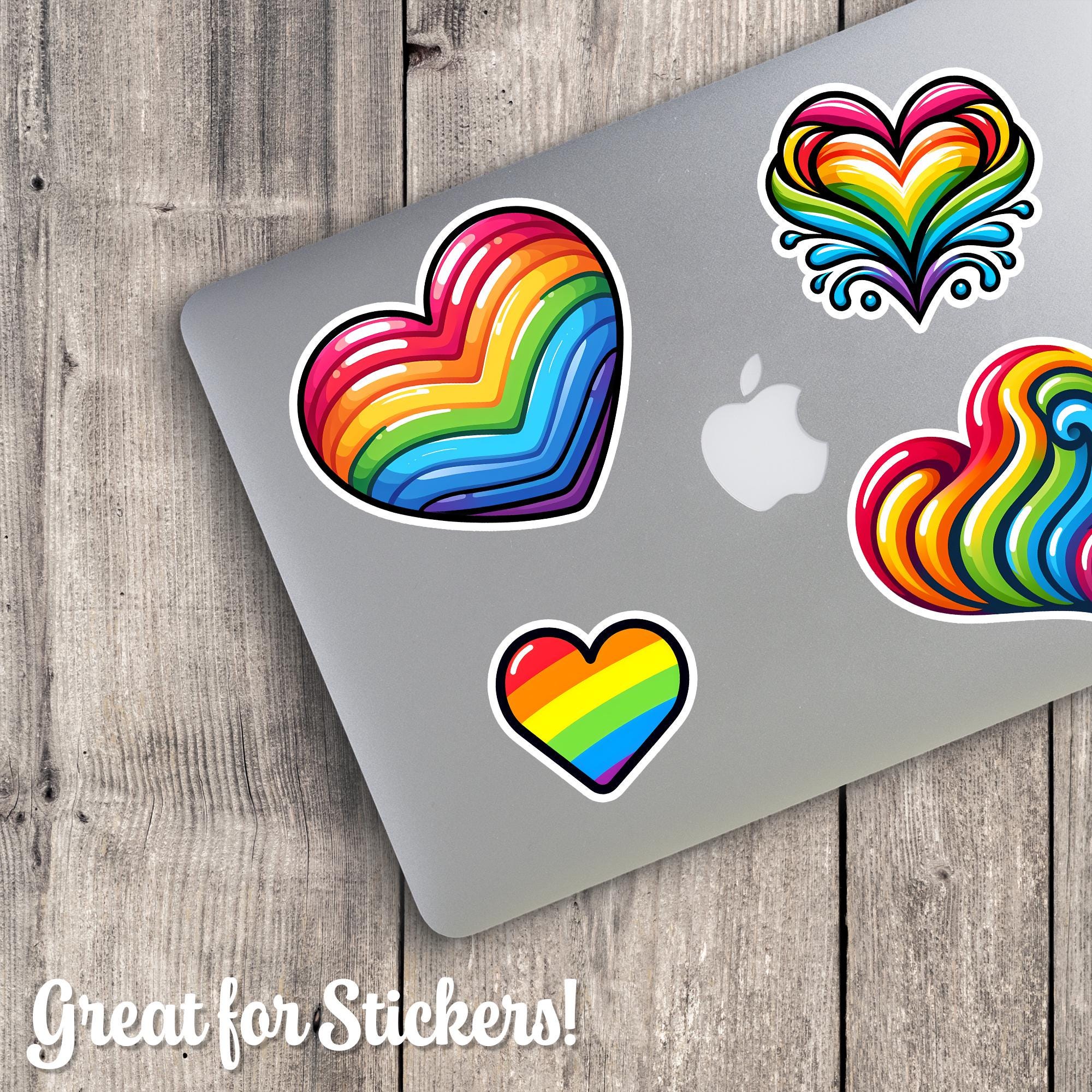 Rainbow Hearts Clipart - 15 Colorful Rainbow Heart Graphics for DIY ...