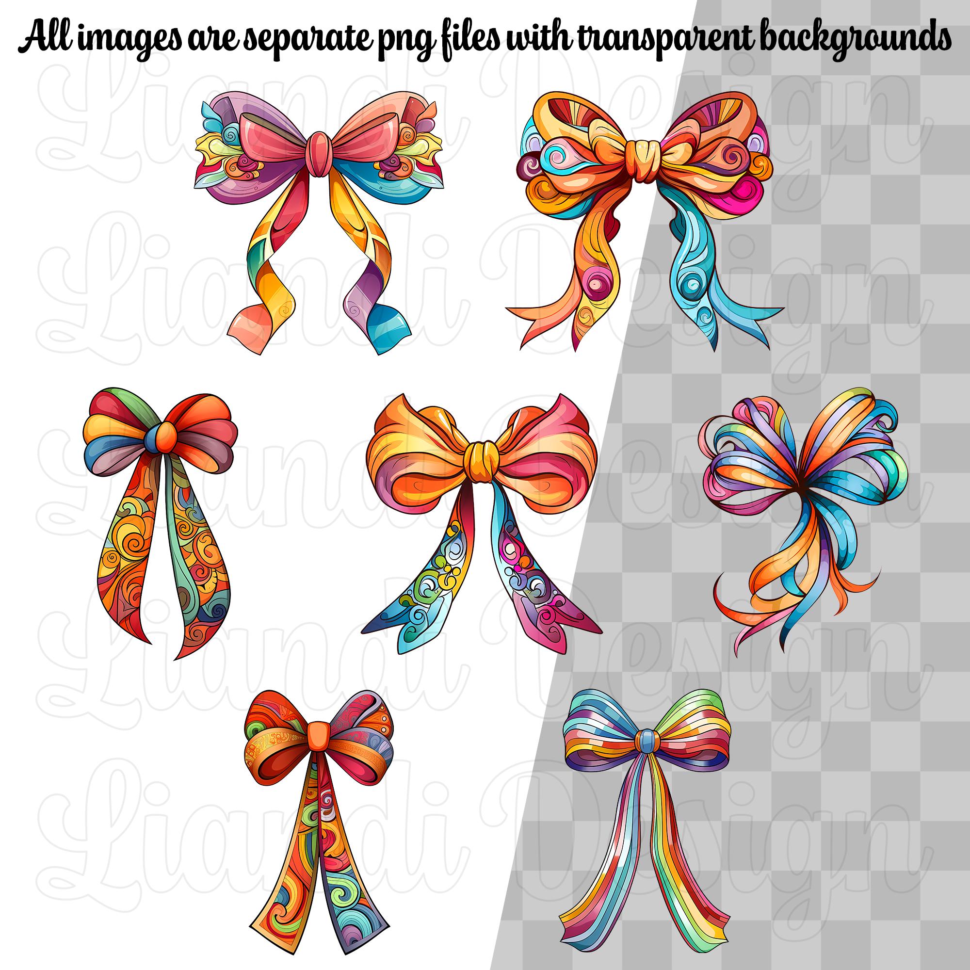 Colorful Bows Clipart - 15 Beautiful Tied Ribbon Graphics for DIY ...