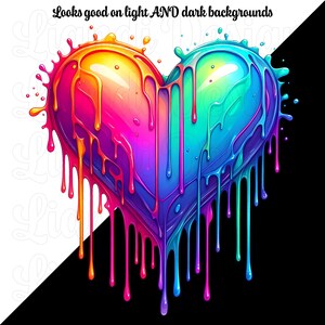 Dripping Paint Hearts Clipart - 10 Rainbow Colored Paint Splash Hearts ...