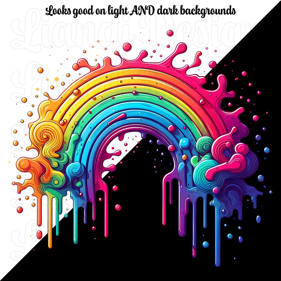 Dripping Rainbows Clipart - 10 Colorful Dripping Paint Splash Rainbows ...