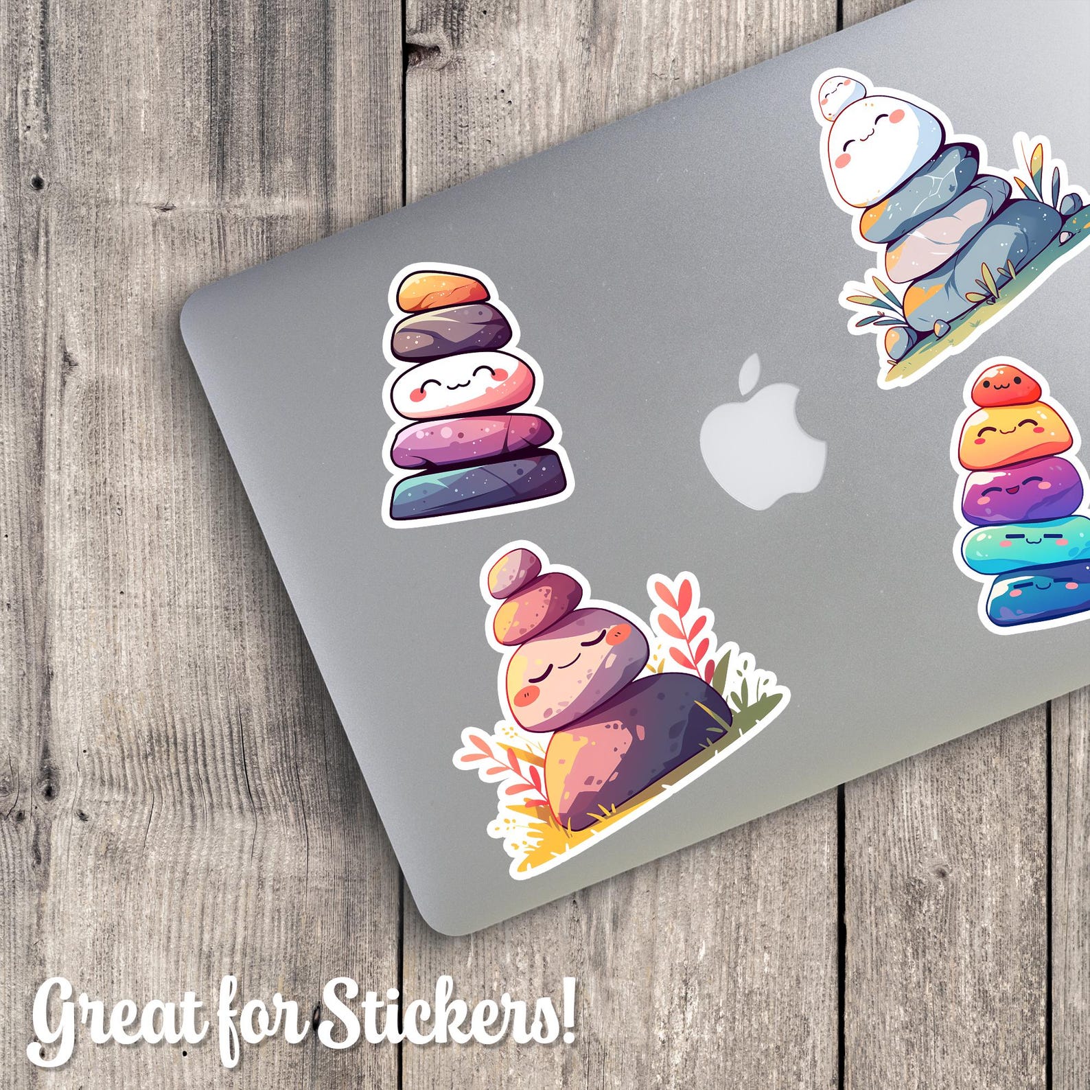 Kawaii Zen Stones Clipart - 20 Cute and Colorful Stone Stack Graphics ...