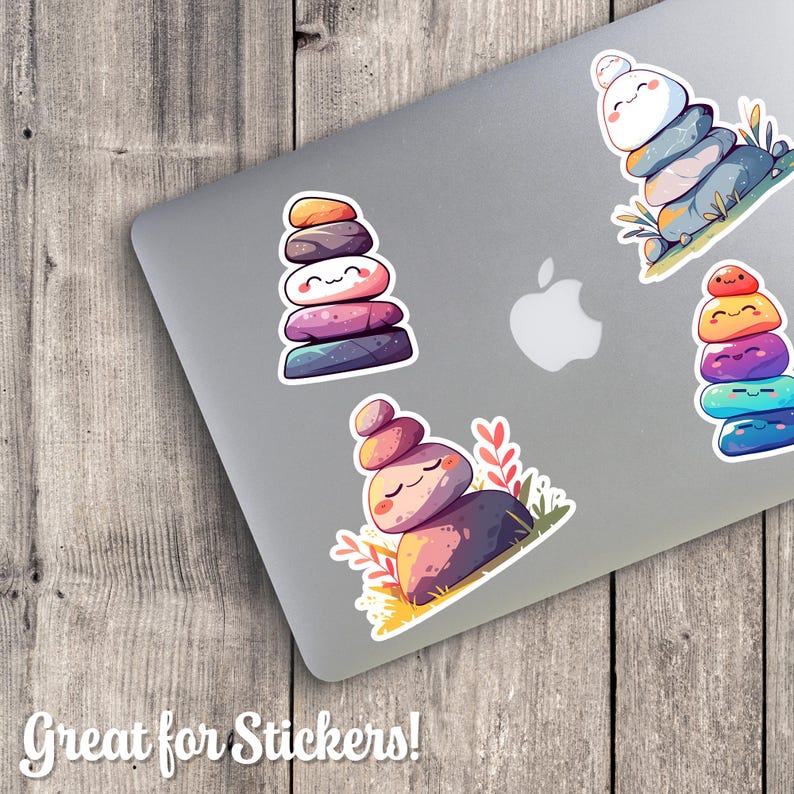 Kawaii Zen Stones Clipart - 20 Cute and Colorful Stone Stack Graphics ...
