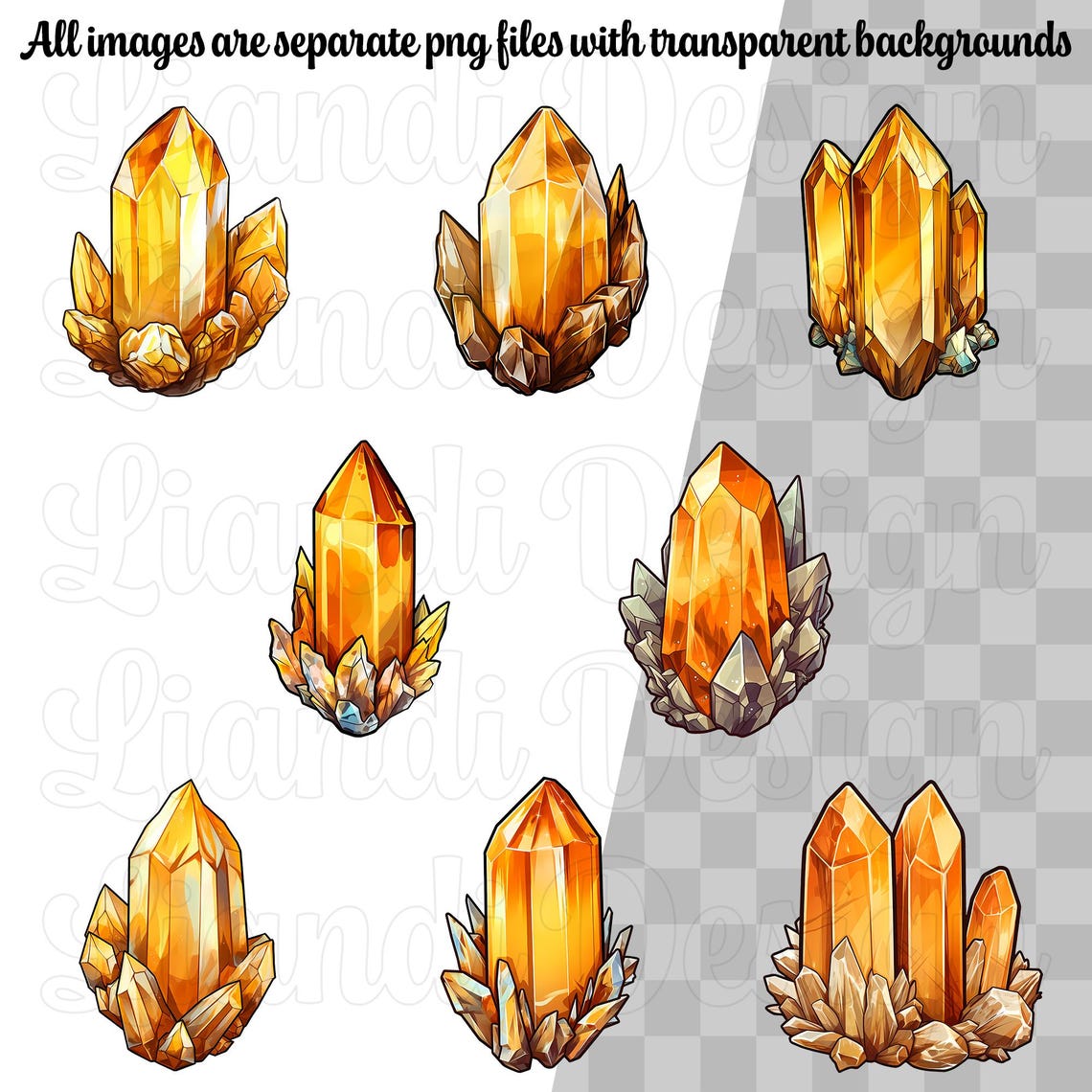 Yellow Crystals Clipart - 15 Citrine Crystal Graphics for DIY Projects ...