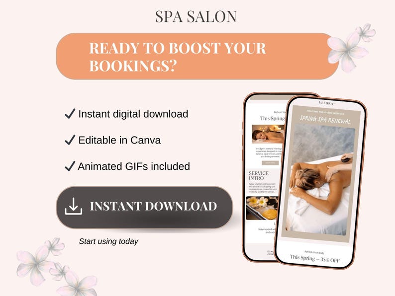 Spa Email Templates for Booking Clients | Canva Wellness Newsletter ...