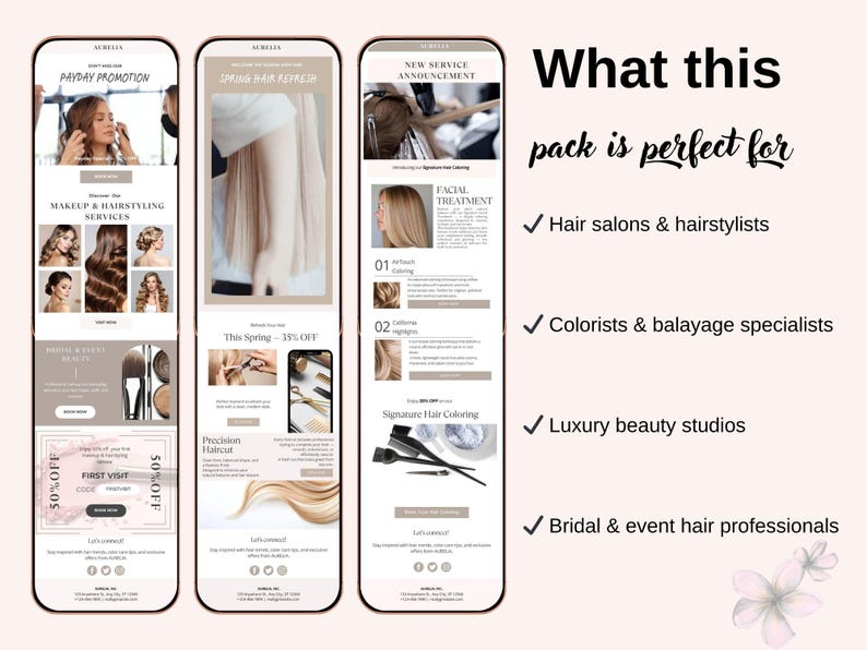 Hair Salon Email Templates | Canva Newsletter, Marketing (digital ...