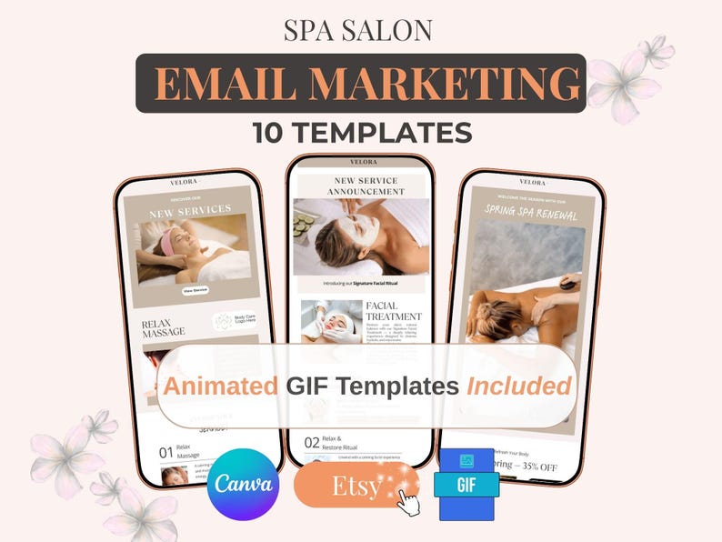 Spa Email Templates for Booking Clients | Canva Wellness Newsletter ...