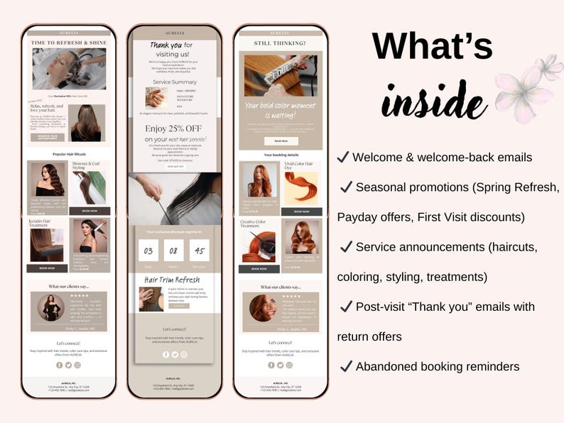 Hair Salon Email Templates | Canva Newsletter, Marketing (digital ...