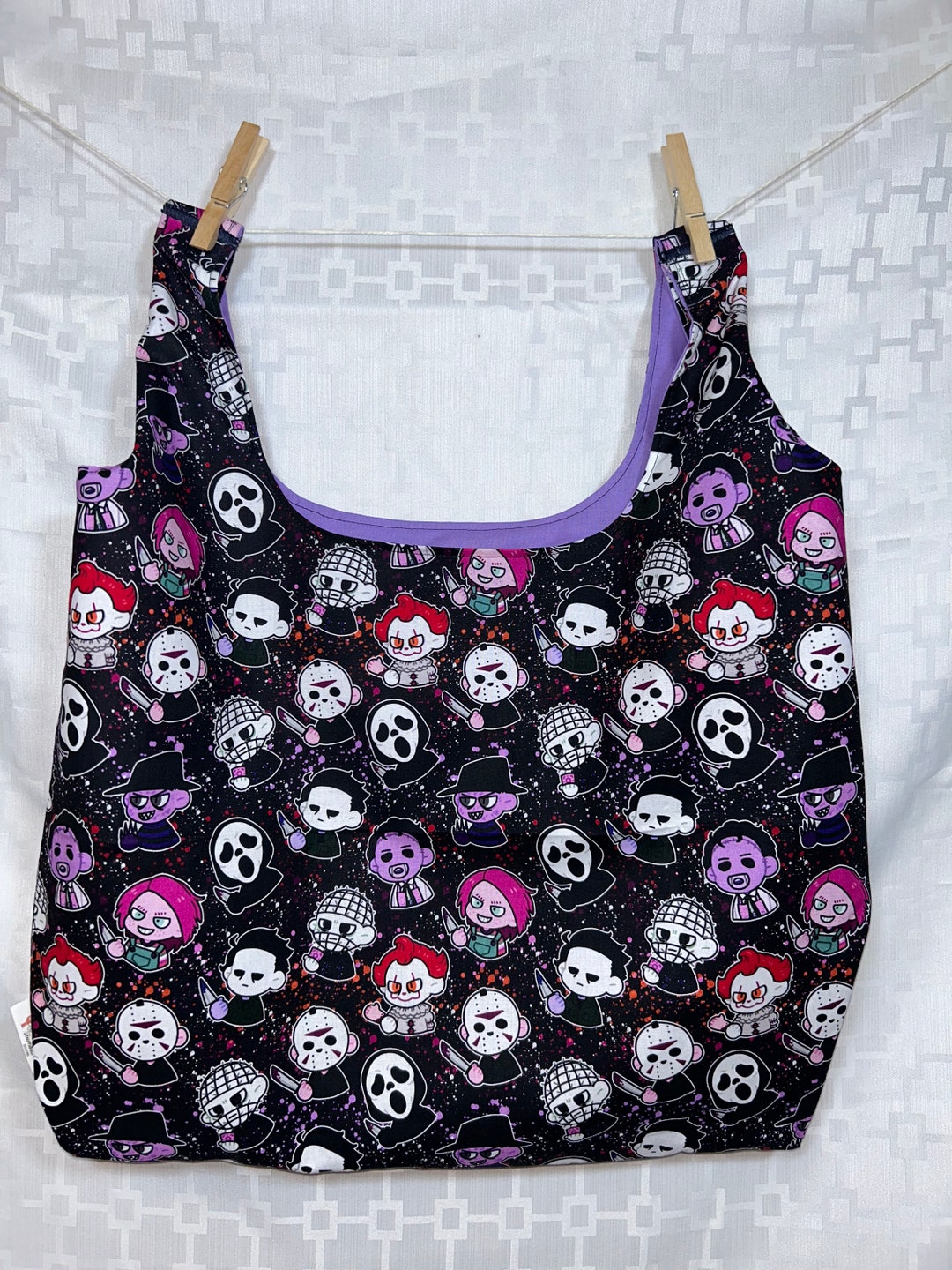 80's Vibe Horror Characters Reusable Shopping Bag - Etsy