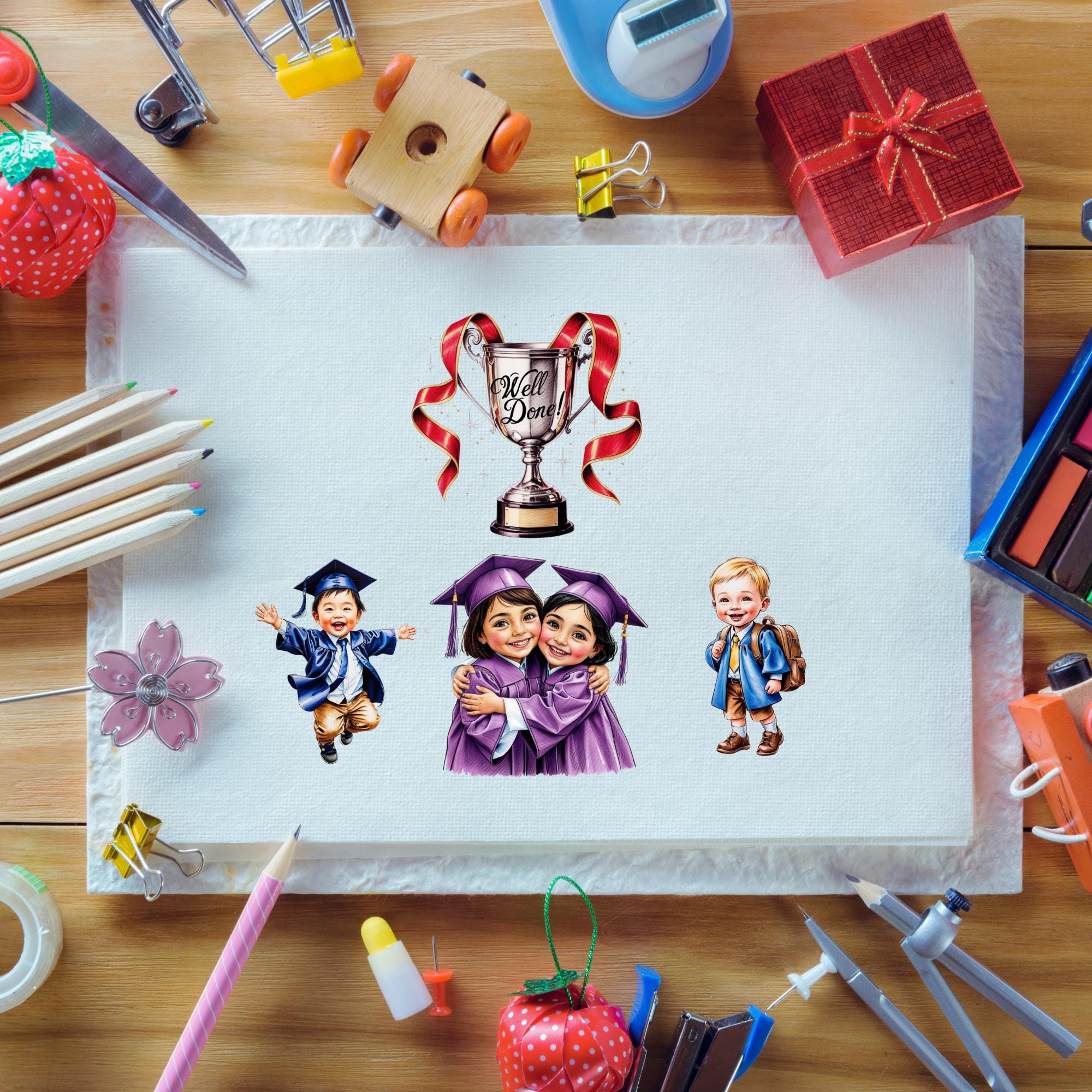 Preschool Graduation Clipart Bundle, Graduation Kids PNG, Class of 2025 ...