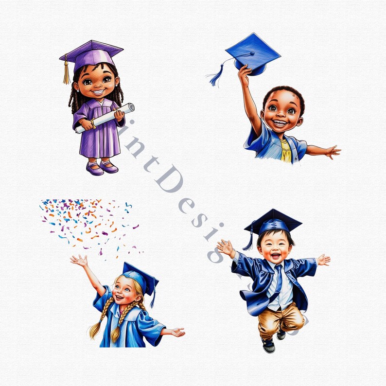 Preschool Graduation Clipart PNG Bundle, Graduation Kids PNG, Class of ...