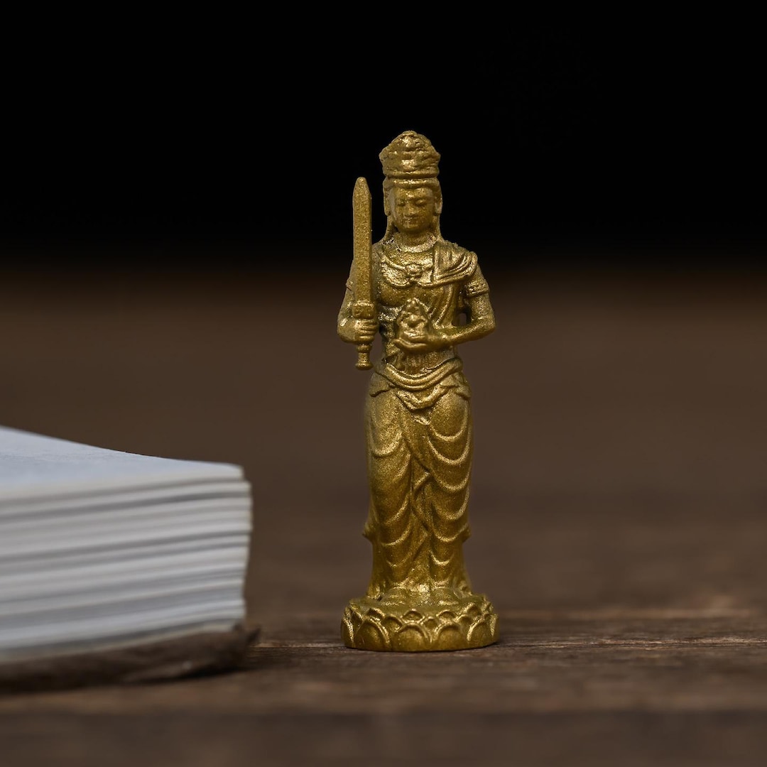 Mini Brass Akasagarbha Bodhisattva Statue for Wisdom Memory Focus ...