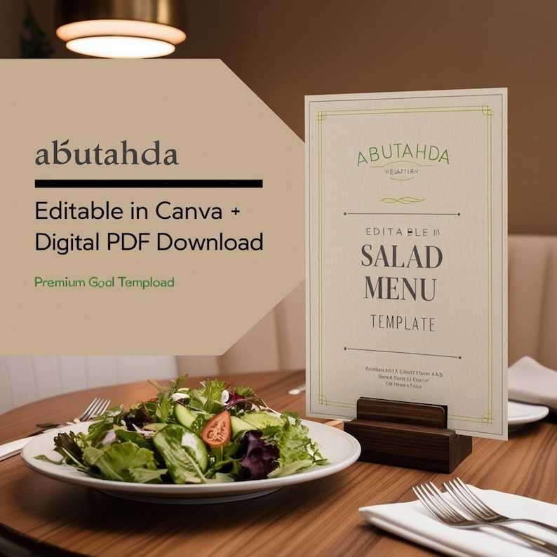 Editable Salad Menu Template: Canva Food Menu Design (printable ...