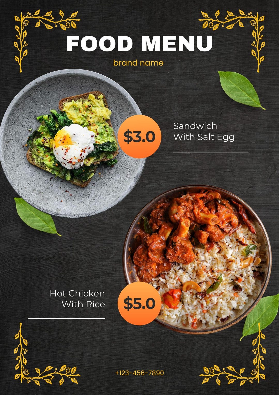 Editable Food Menu Template | Printable Restaurant Menu Canva | Modern ...