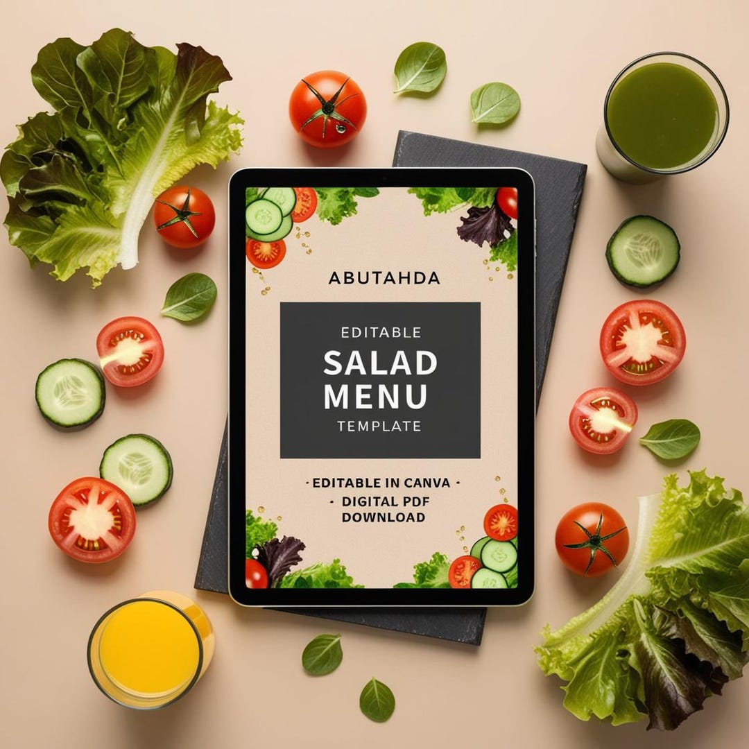 Editable Salad Menu Template: Canva Food Menu Design (printable ...
