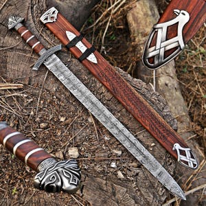 Handcrafted Steel Viking Sword for Christmas Gift, Medieval Larp Viking ...