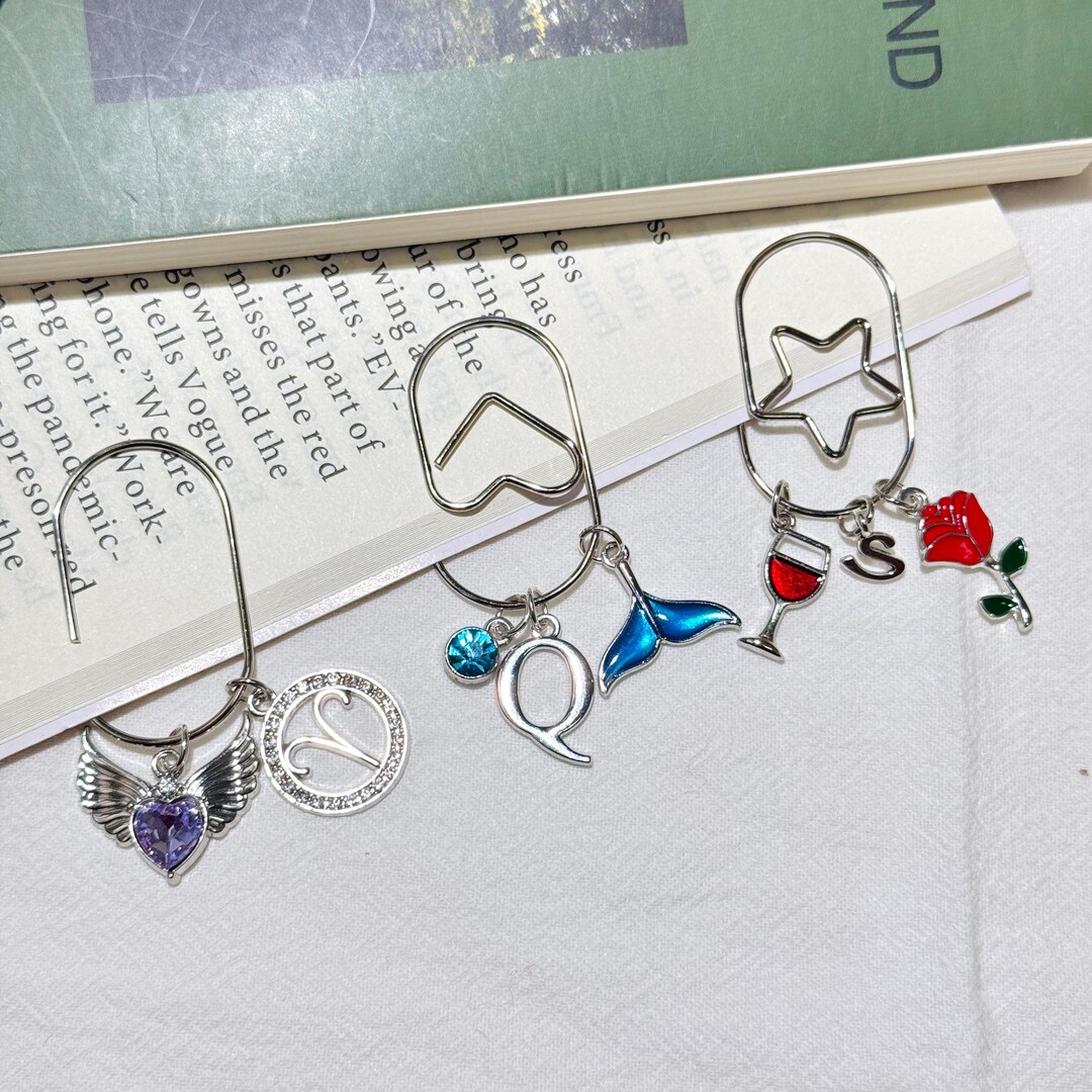 Custom Silver Paper Clip Bookmark, Journal Notebook Planner Charms ...
