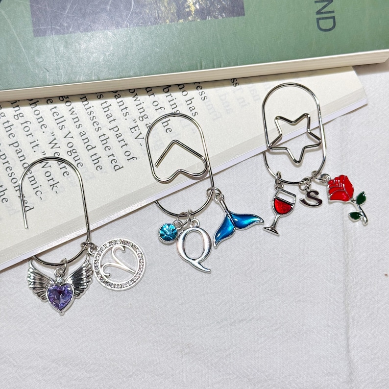 Custom Silver Paper Clip Bookmark, Journal Notebook Planner Charms ...