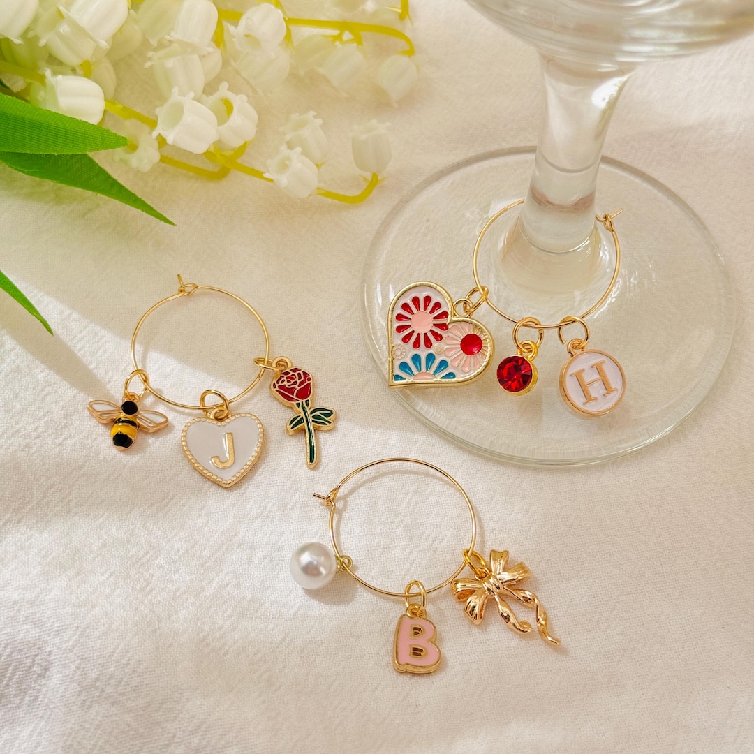 Custom Wine Glass Charms,personalized Wine Gifts,inital Wine Charms ...