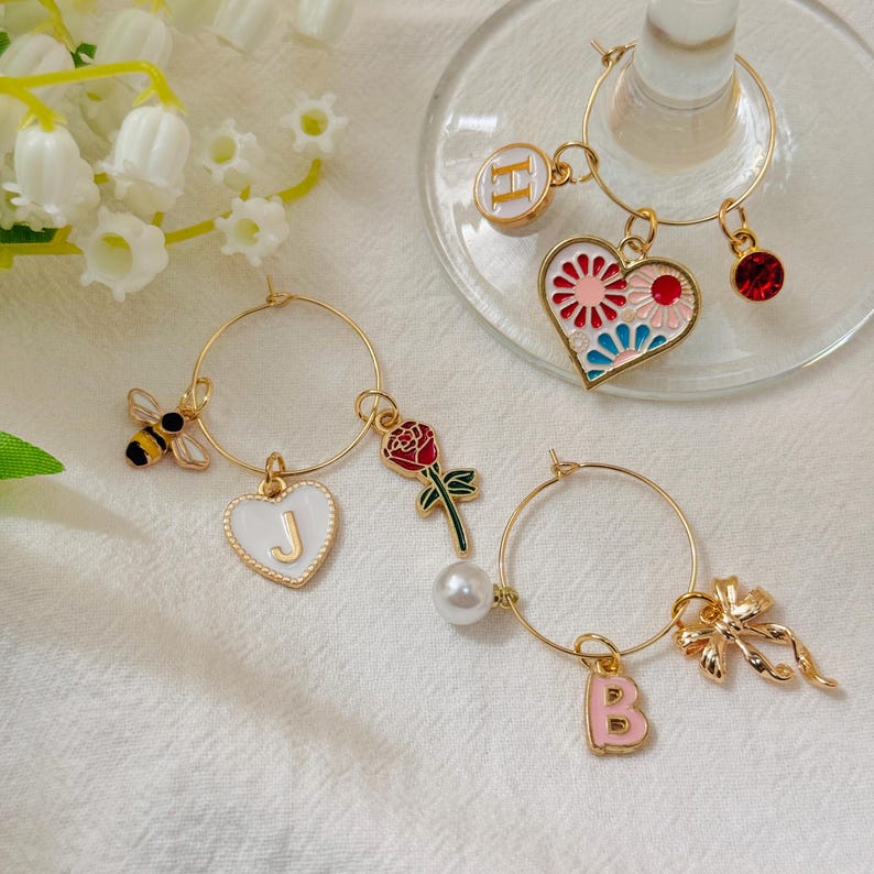Custom Wine Glass Charms,personalized Wine Gifts,inital Wine Charms ...