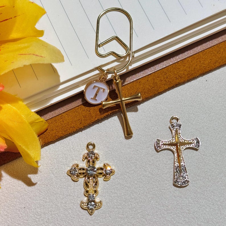 Personalized Cross Paper Clip, Custom Initial Planner Accessories, Page ...