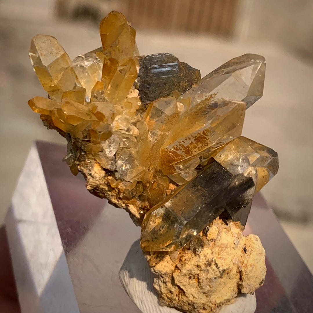 Brookite Crystal in Quartz Cluster With Visible Brookite Inclusions ...