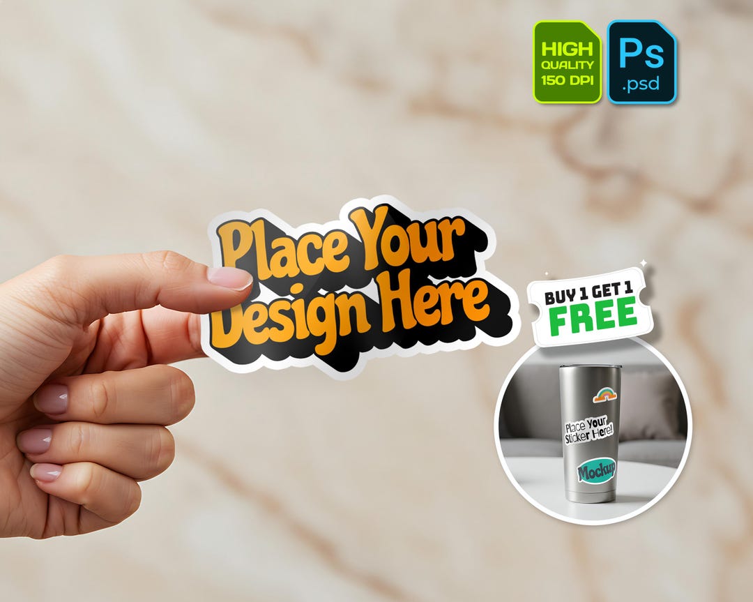 Sticker Mockup - PSD Sticker Mockup - Mockup, Printify Sticker Mockup ...
