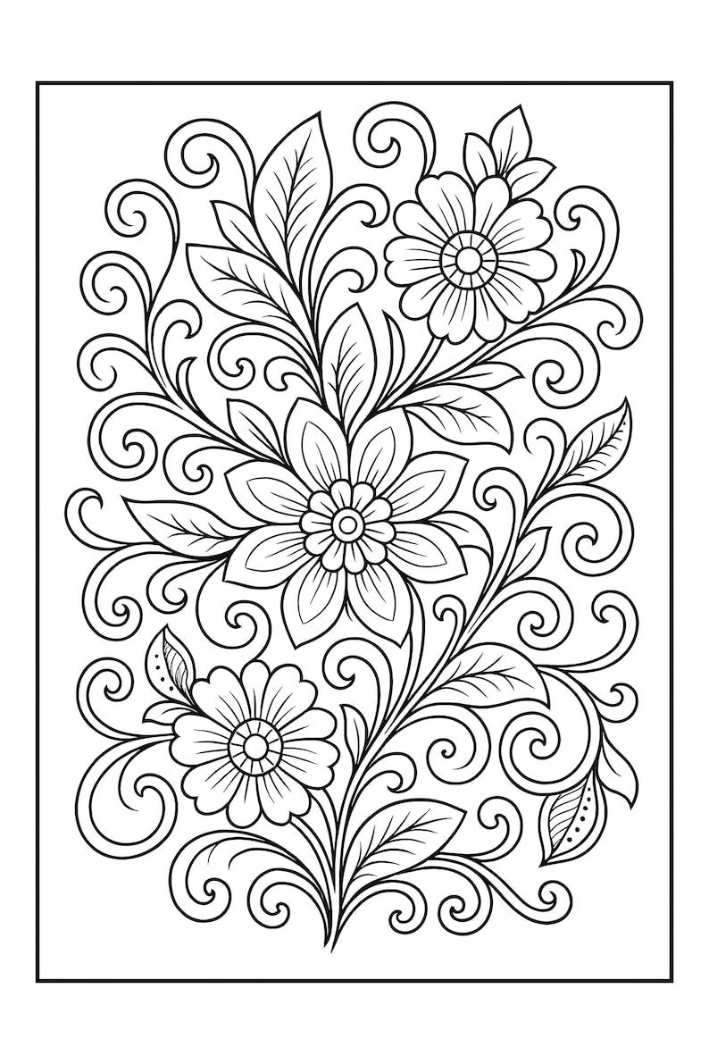 100 Coloring Pages PDF – Adult Flowers, Mandalas, Fantasy, Whimsical ...