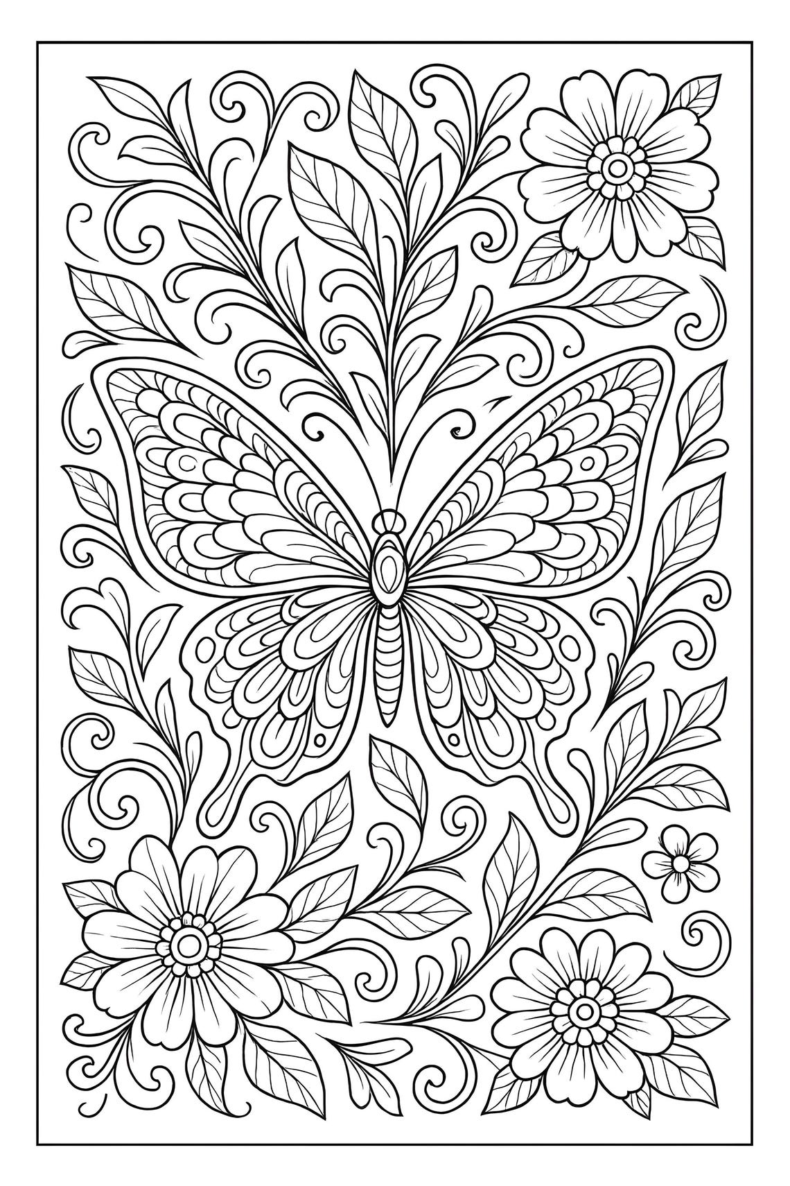 100 Coloring Pages PDF – Adult Flowers, Mandalas, Fantasy, Whimsical ...