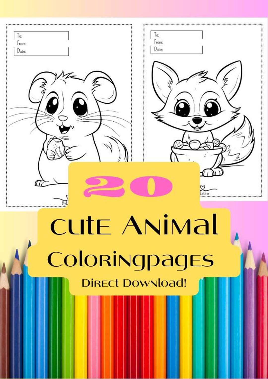 20 Cute Animal Coloring Pages – Adorable Printable Coloring Book for ...