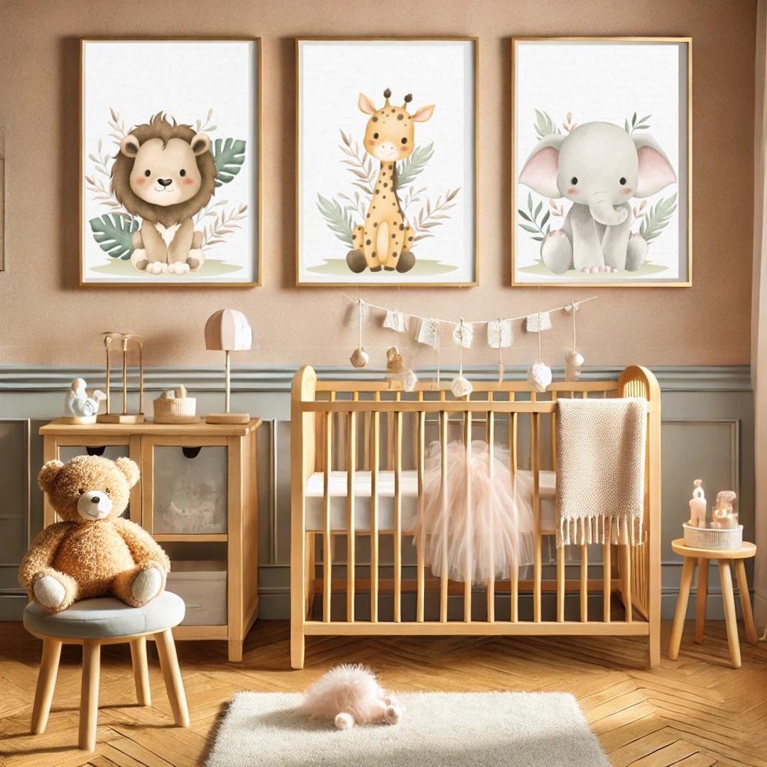 Baby Room Poster - Jungle Animals Poster - Set of 3 Printable A4 Size ...