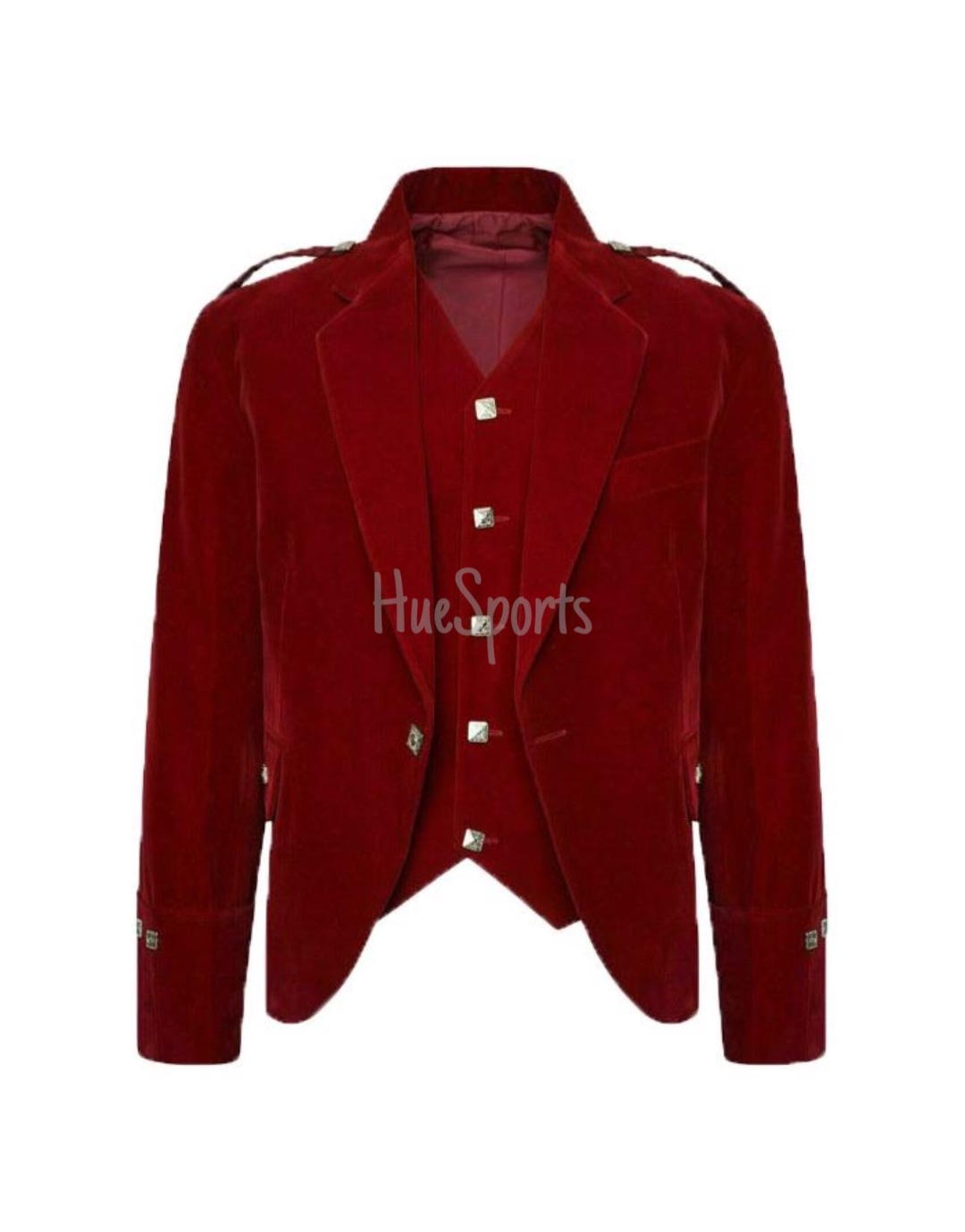 Men's Burgundy Velvet Prince Charlie Jacket & Waistcoat Set | Scottish ...